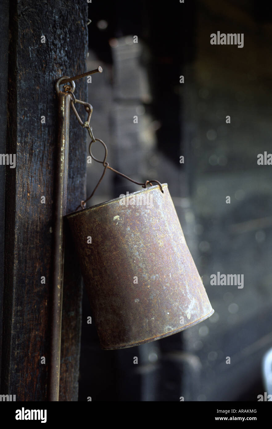 Detail from old barn - rust metallic canister Stock Photo - Alamy