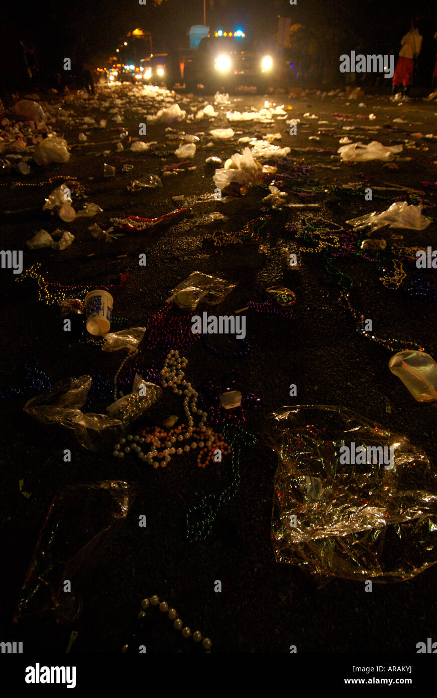 Trash after Mardi Gras parade New Orleans Louisiana USA Stock Photo - Alamy