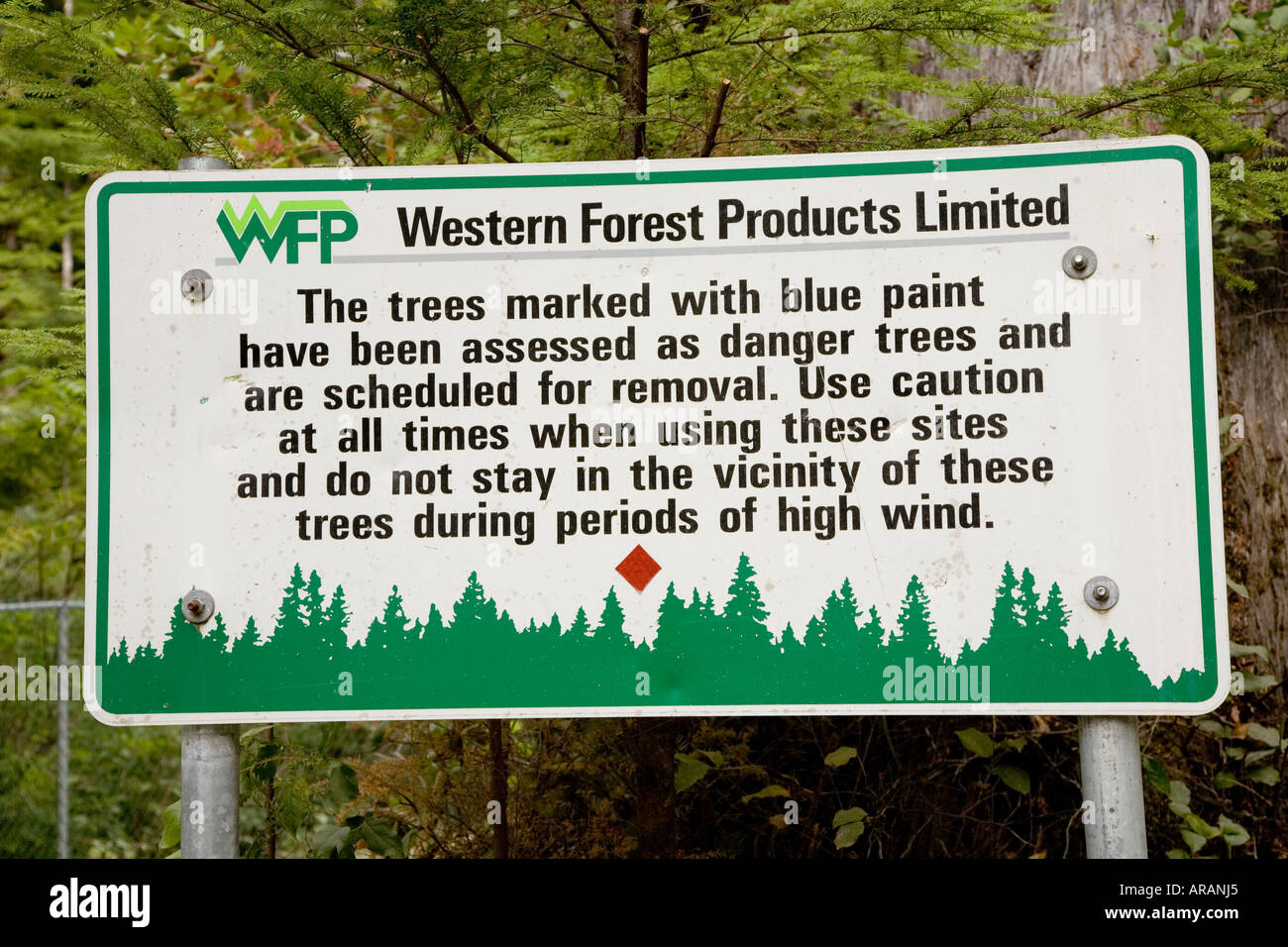 Western Forest Products warning sign of dangerous trees Marble River ...