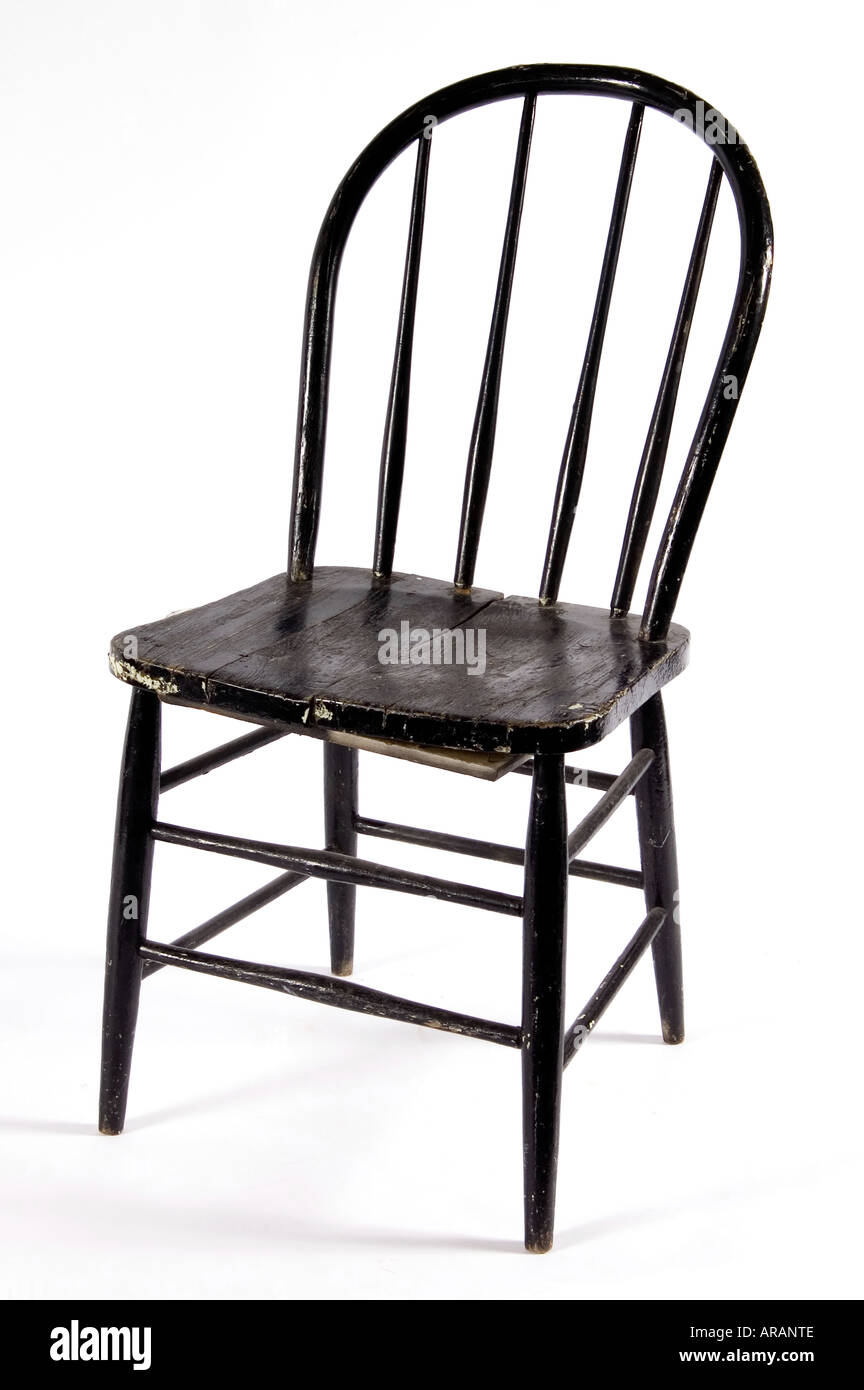 Old antique black chair on a white background Stock Photo - Alamy