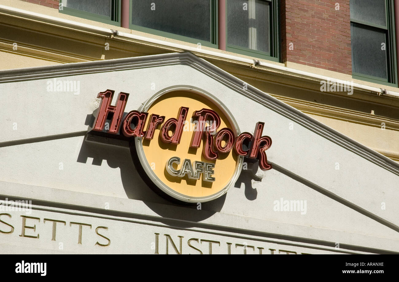 Sign for Hard Rock Cafe in Boston Massachusetts Stock Photo - Alamy