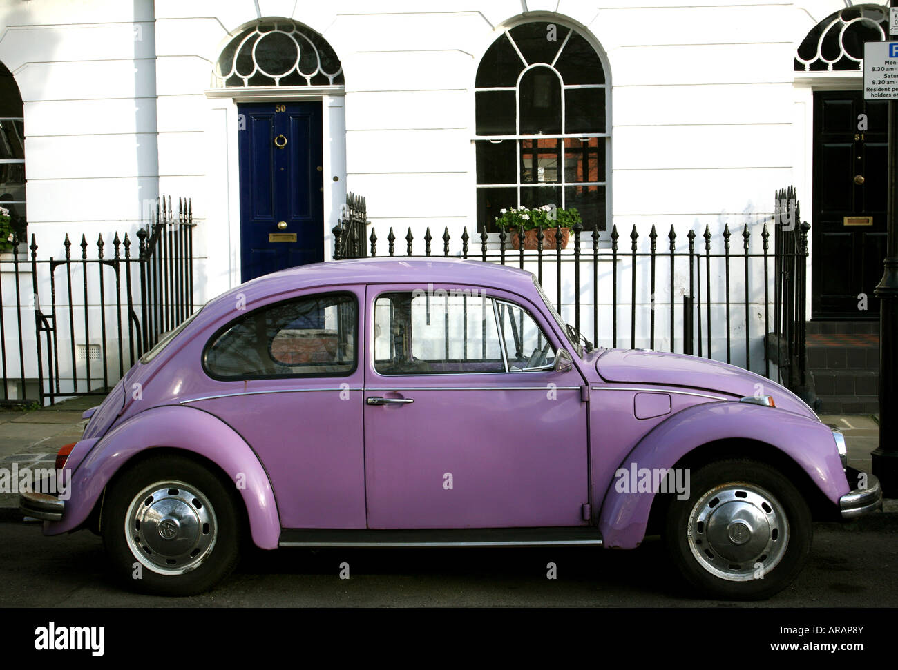 Classic Volkswagen Beetle parked in London Square 2007 Stock Photo - Alamy