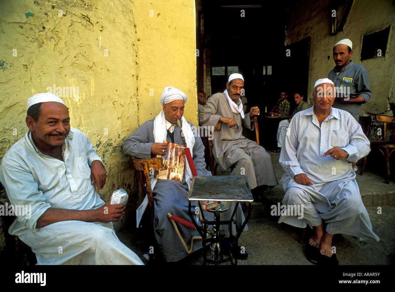 Egyptian men on a street cafe, old Cairo Egypt Stock Photo - Alamy