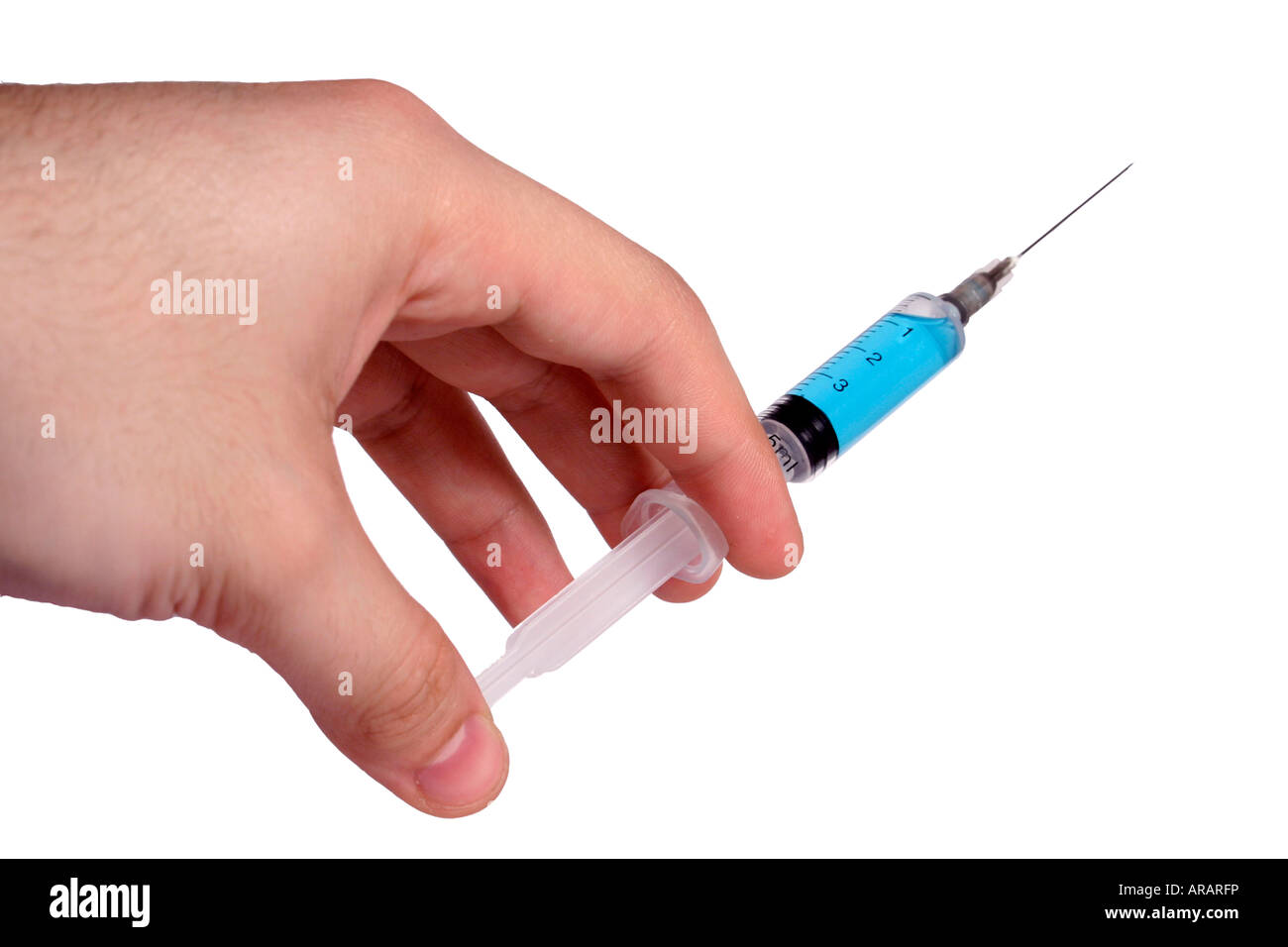 hand with syringe isolated on white Stock Photo - Alamy