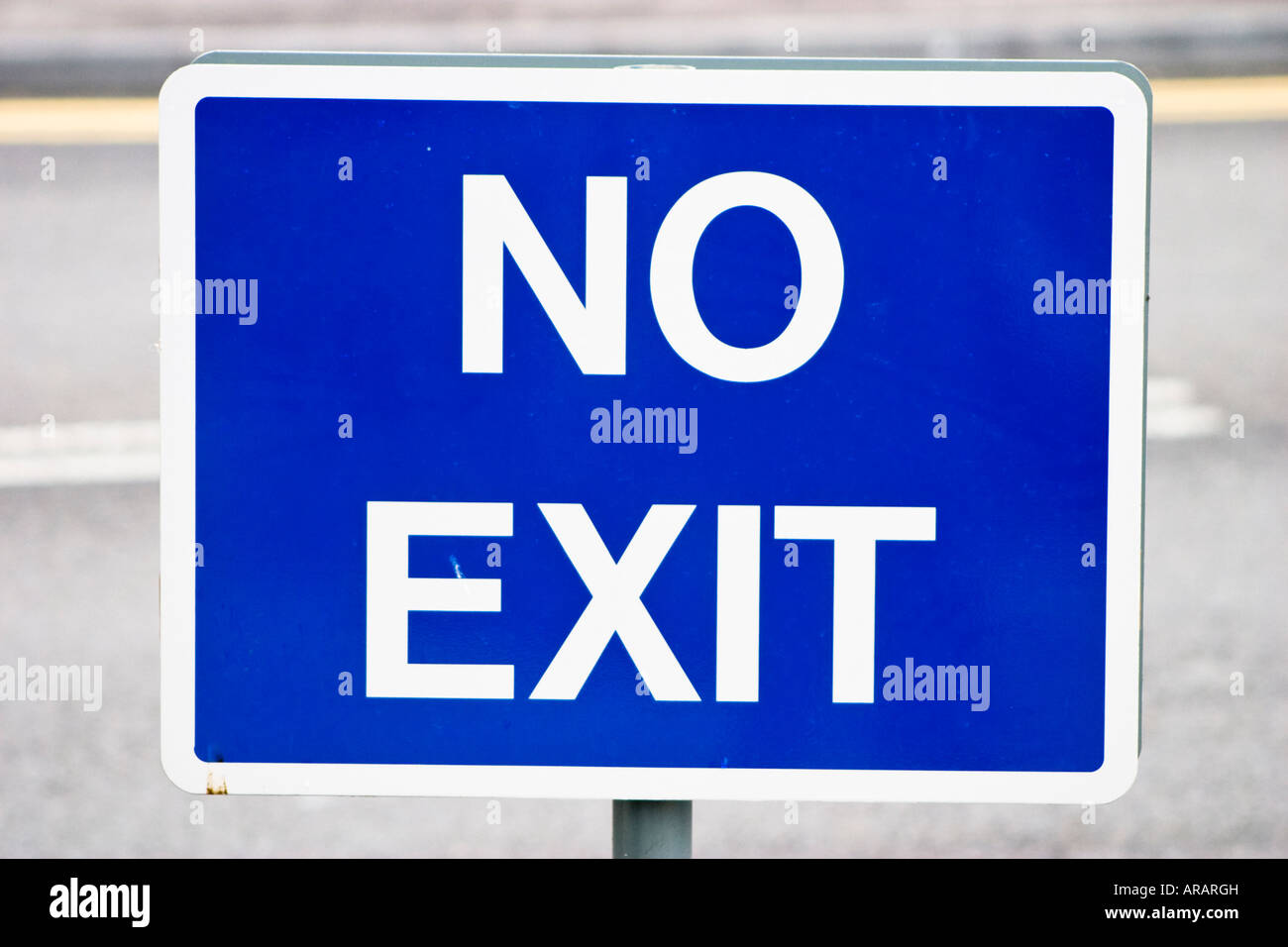 Square blue no exit road sign Stock Photo - Alamy