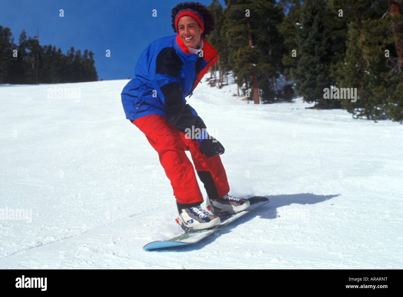 Snowboarding in Colorado Stock Photo - Alamy