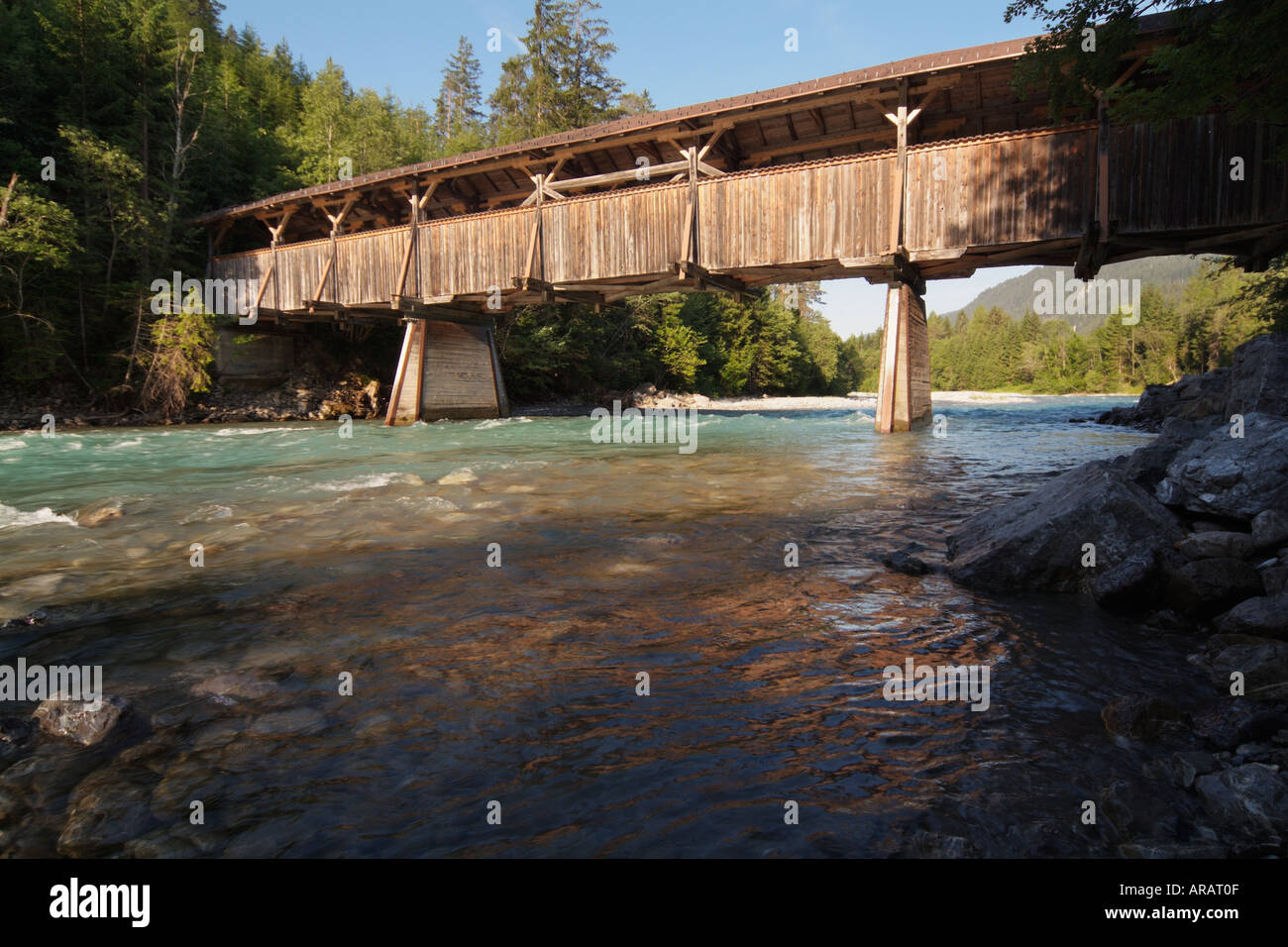 Nickolausbrucke near Elbigenalp in the Lechtal Lech valley Tirol ...