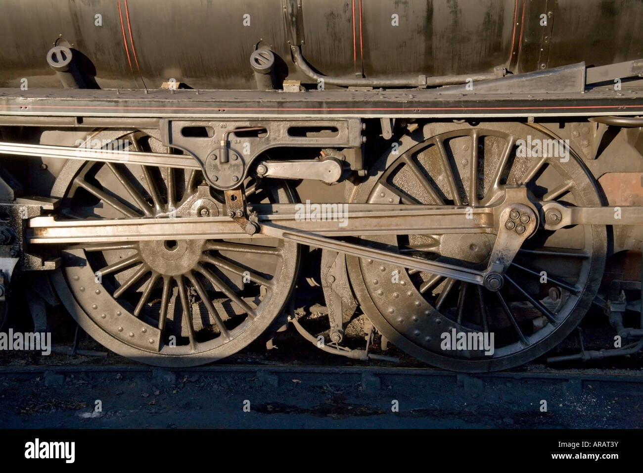 Close up of the boiler and wheels on an old steam locomotive Stock ...