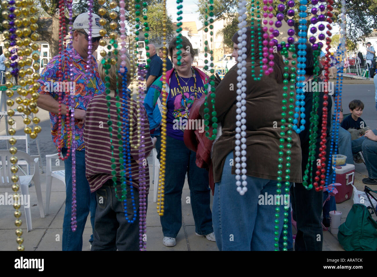 Mardi Gras scene with beads New Orleans Louisiana USA Stock Photo - Alamy