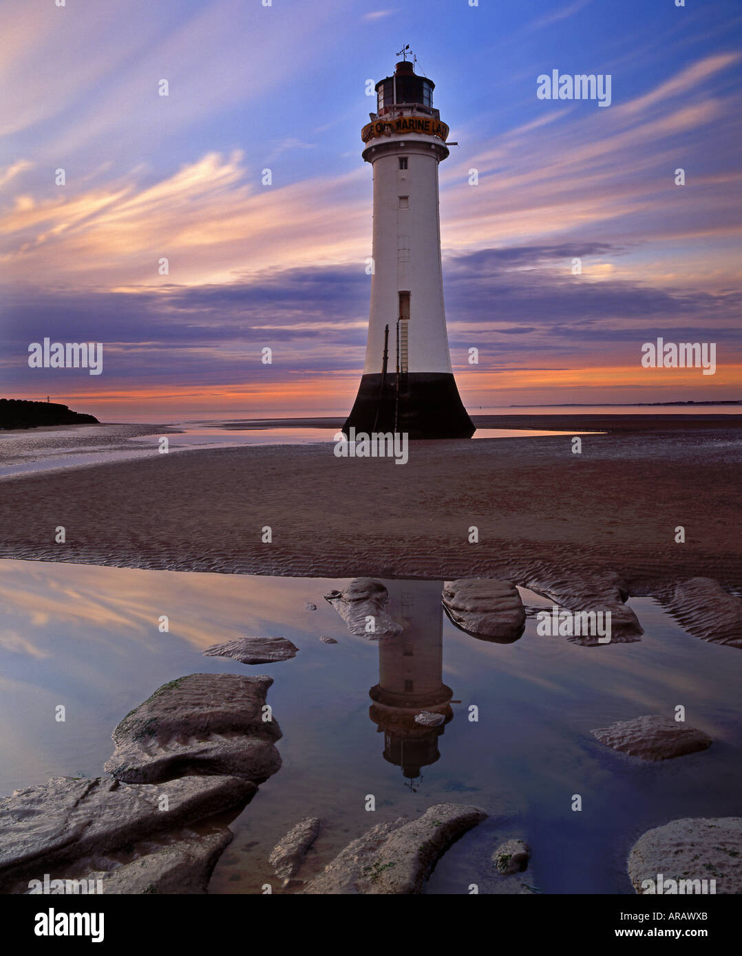 Perch Rock Lighthouse at Sunset, New Brighton, The Wirral, Merseyside ...