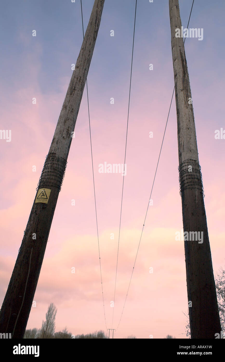 Telephone cables and wires in the countryside Stock Photo - Alamy