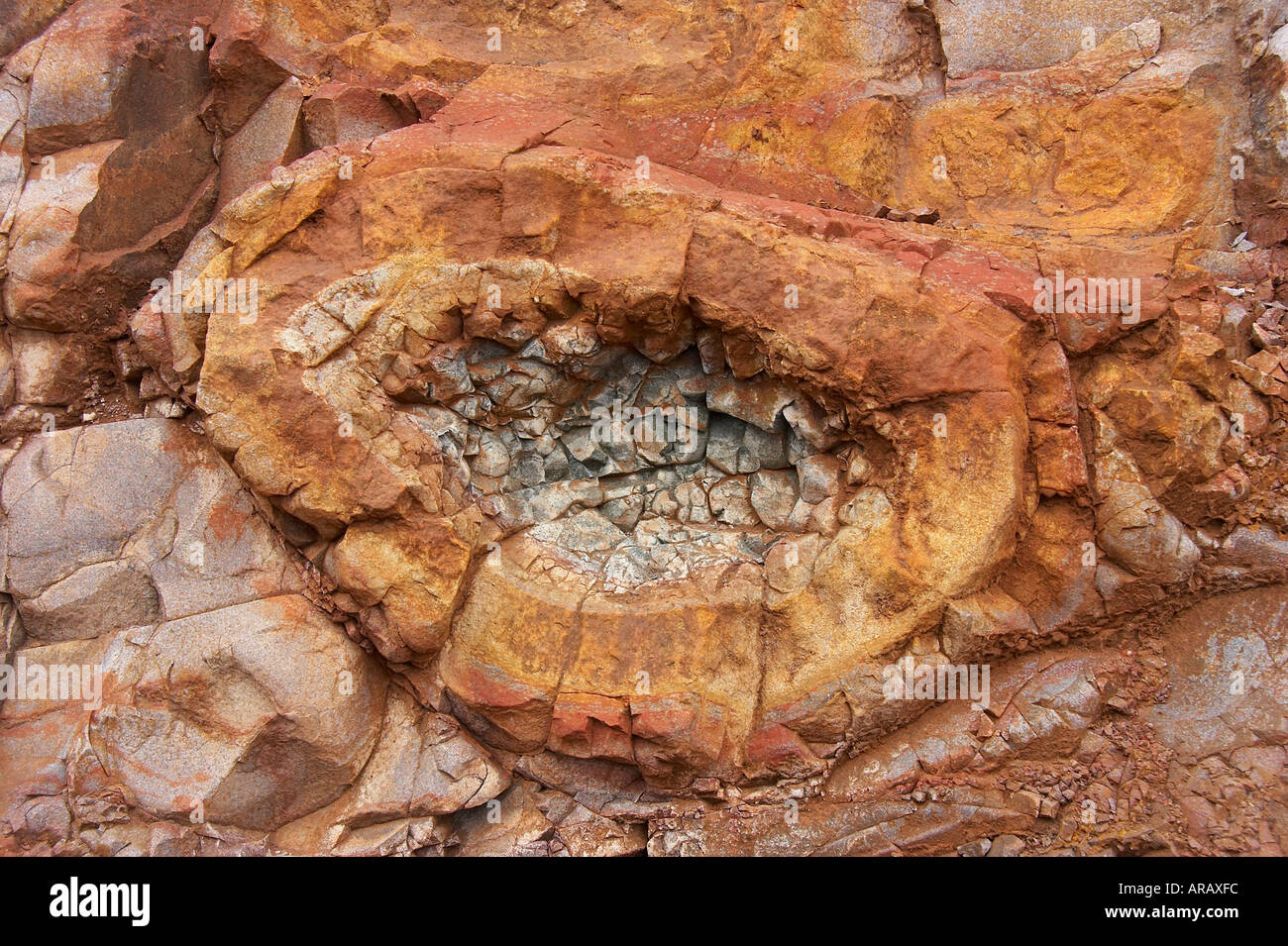 colorful embedding in stone Stock Photo - Alamy