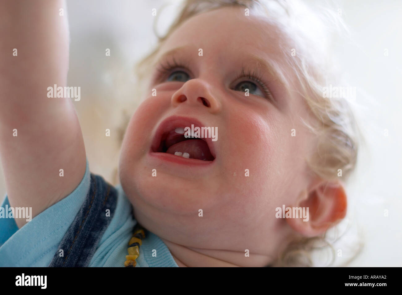 baby pointing upwards / first teeth Stock Photo - Alamy