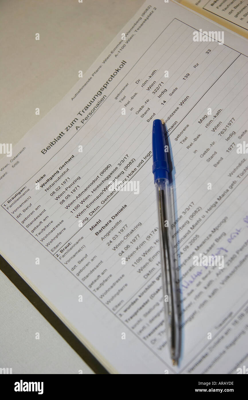 protocol of marriage Stock Photo - Alamy