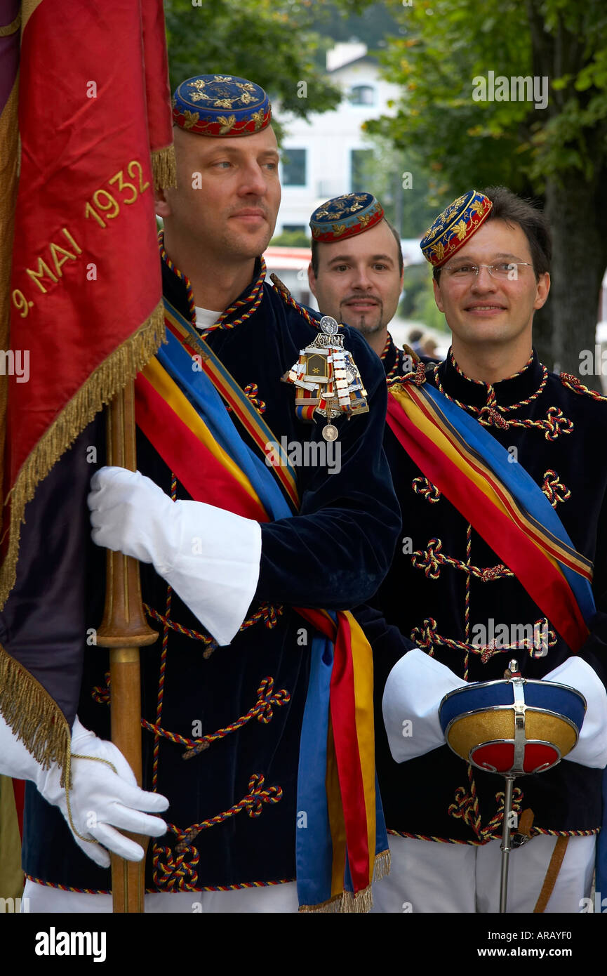 members of fraternity with flag Stock Photo - Alamy