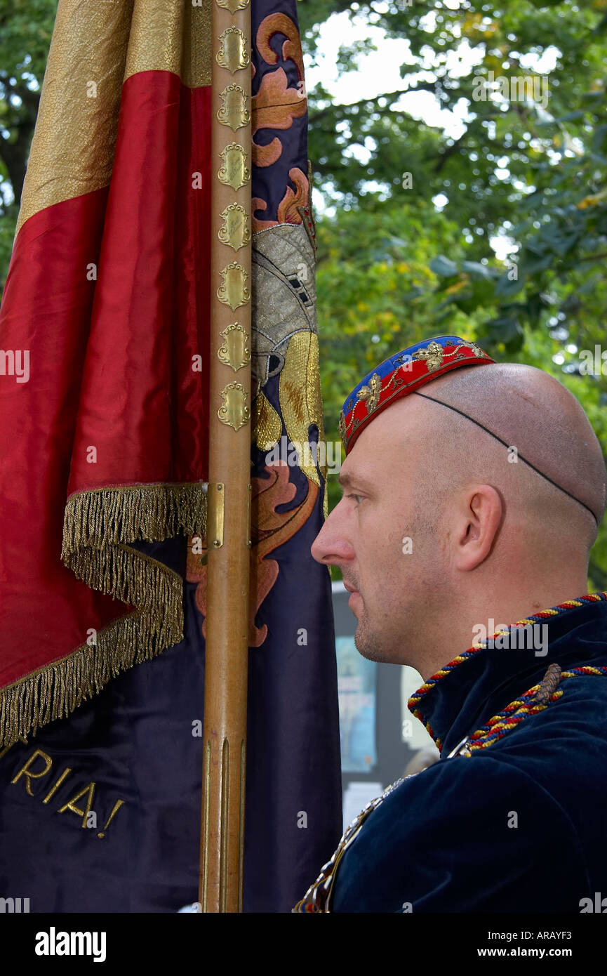 member of fraternity with flag Stock Photo - Alamy