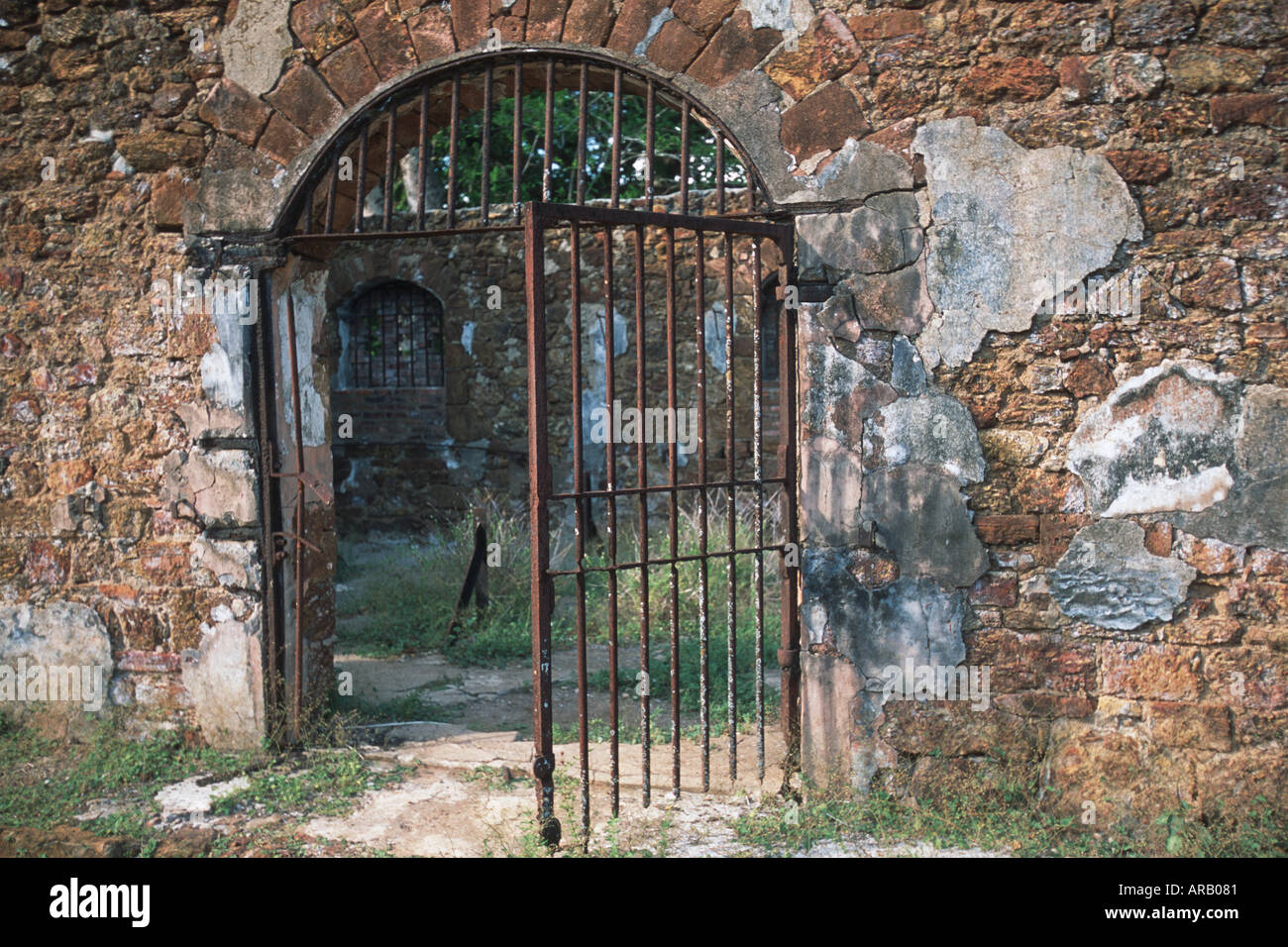 Barred Iron Gate to Prison Complex Ile Royale Devil s Islands French ...