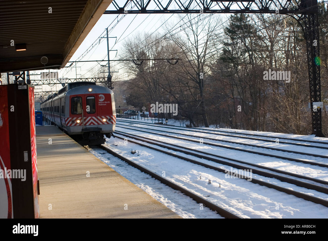 Metro North train arriving at Southport, Connecticut, United States ...