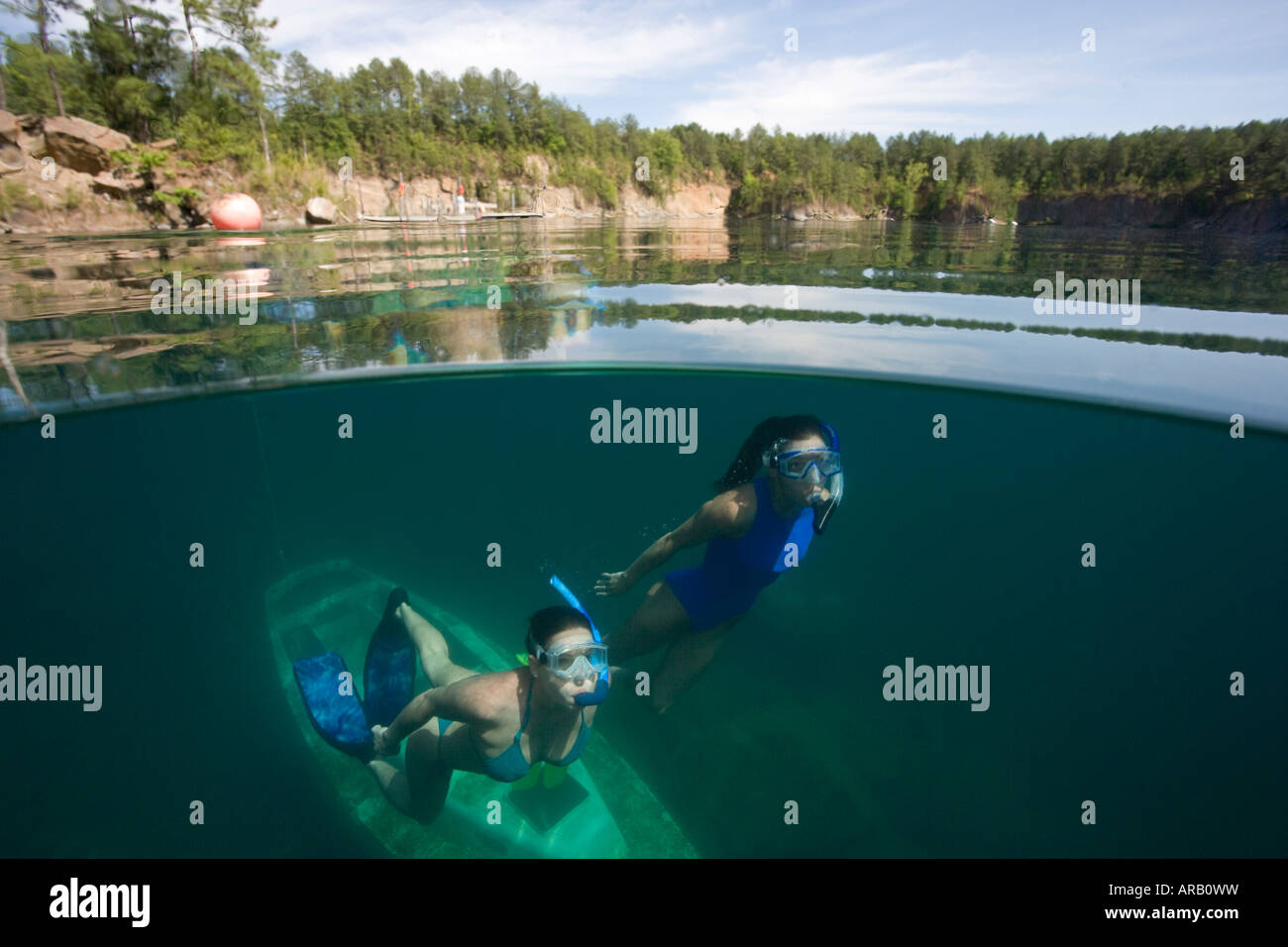 Freediving to sunken sailboat Lake Rawlings Rawlings Virginia Stock ...