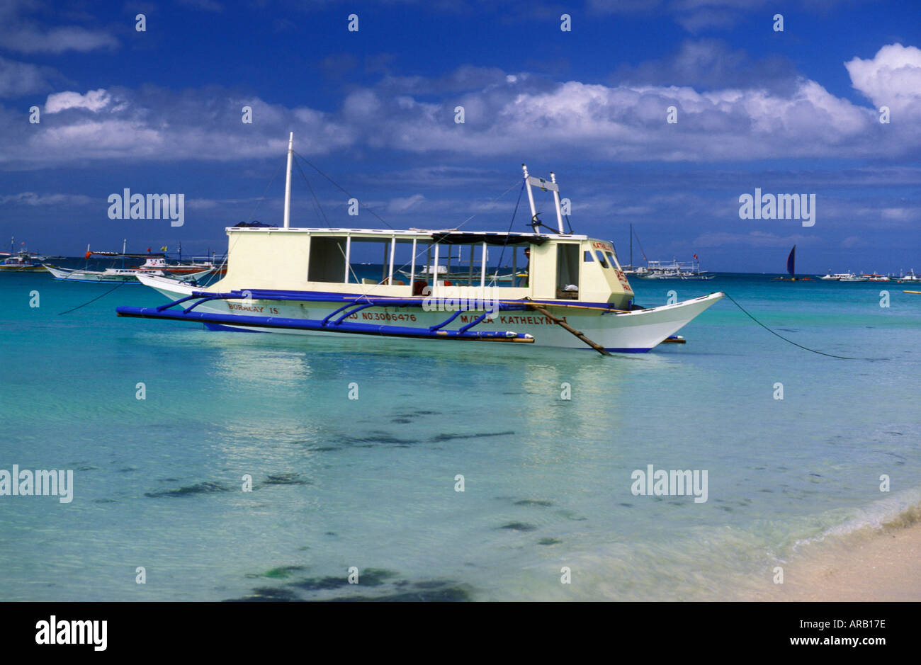Philippines Ferry Boat On Tropical Beach Boracay Stock Photo - Alamy