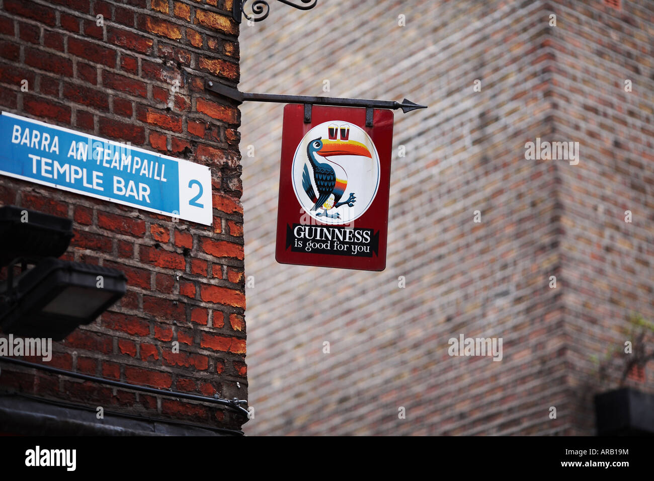 The Temple Bar Street Sign with Guiness Advertisement in The City of ...