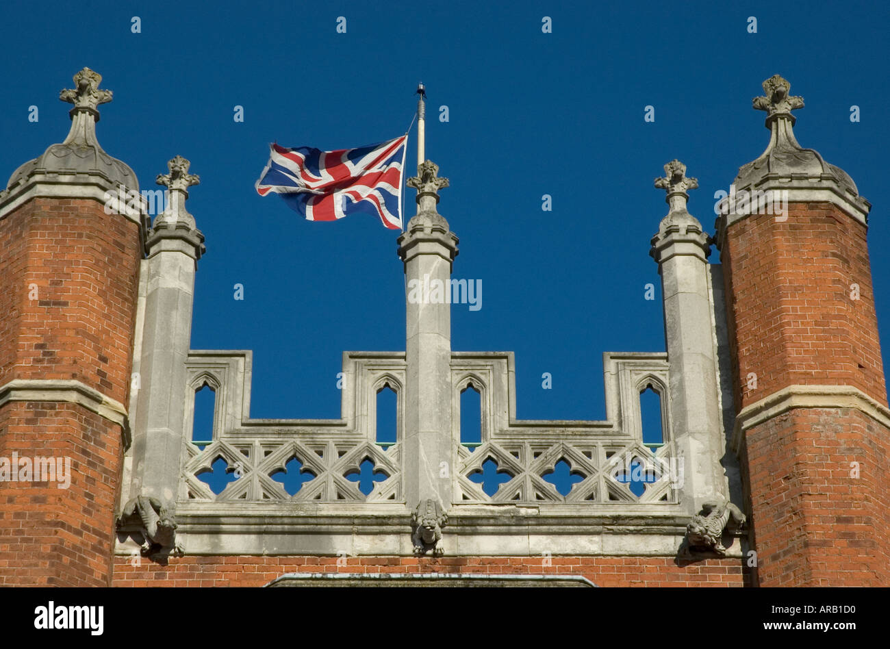 UK London Hampton Court Palace detail with flag Stock Photo - Alamy