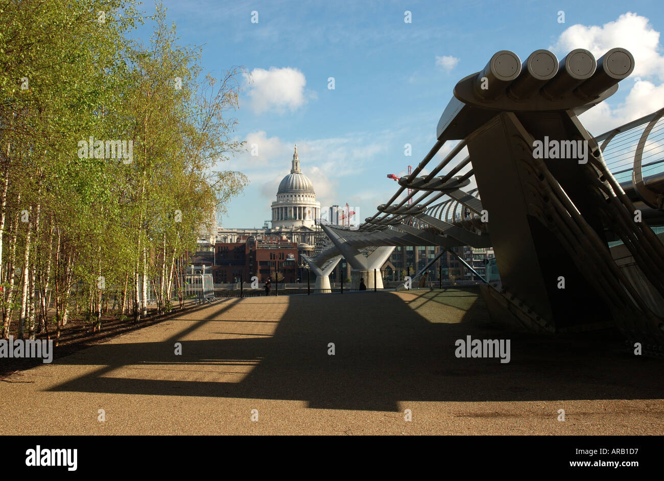 UK London Millenium footbridge with St Paul s Cathedral Stock Photo - Alamy