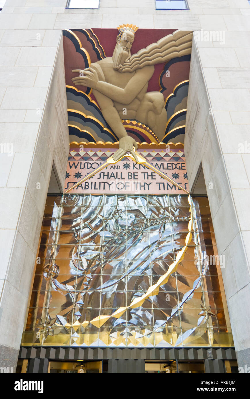 Wisdom by Lee Lawrie, GE Building, Rockefeller Center, New York, USA ...