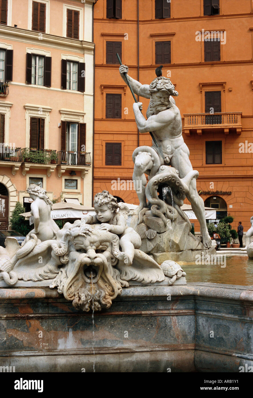 Work the statue of neptune and the fountain hi-res stock photography ...