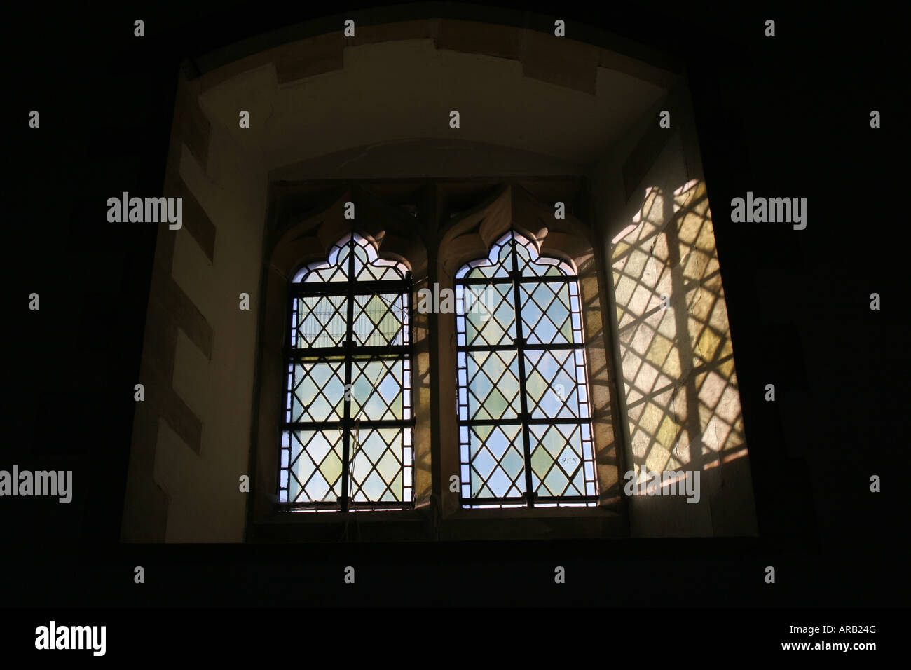 Stained Glass window shadow in Upleadon Church Gloucestershire England ...