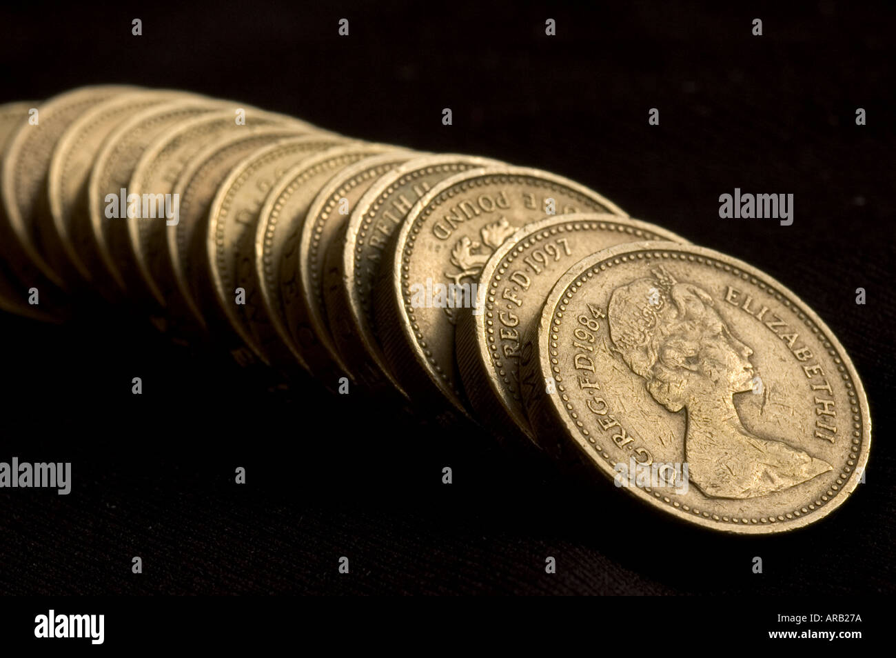 British pound coins sterling with queens head Stock Photo - Alamy