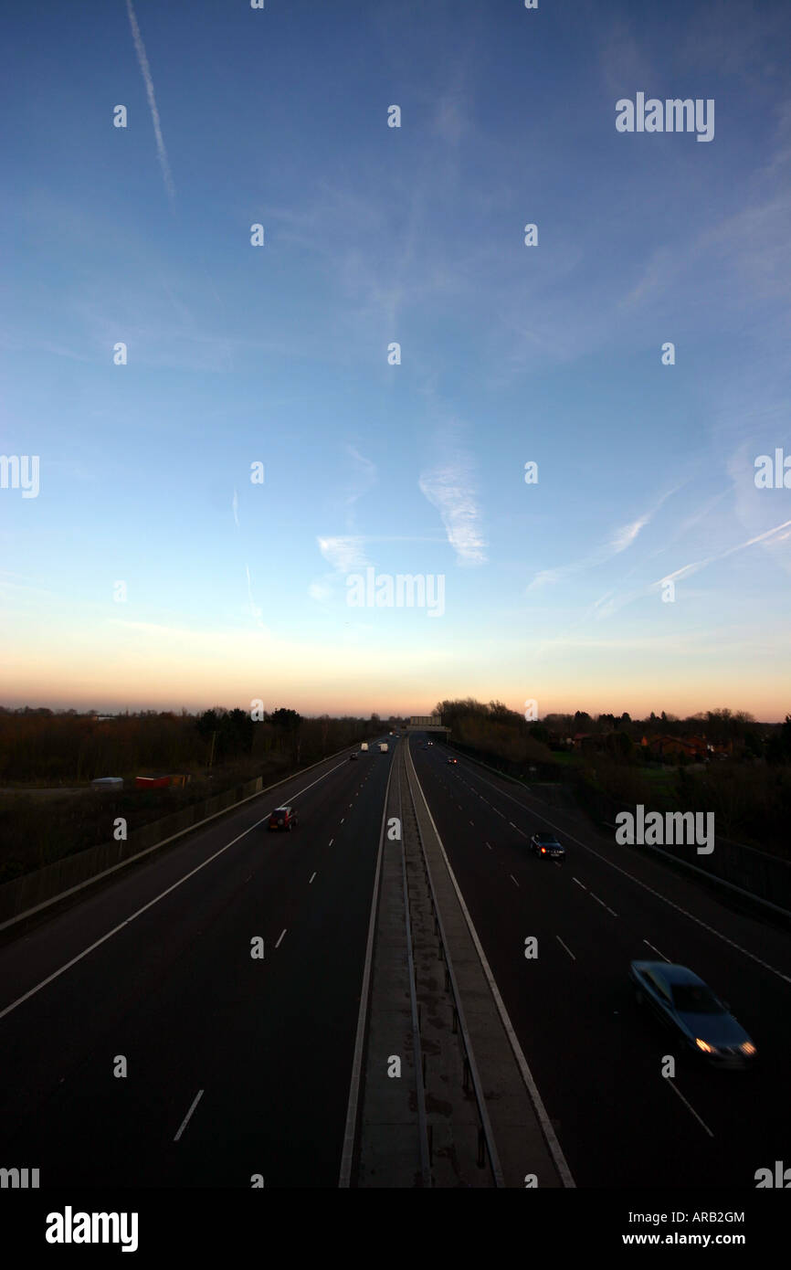 M3 at dusk from thorpe, surrey motorway uk surrey quiet dusk sunset ...