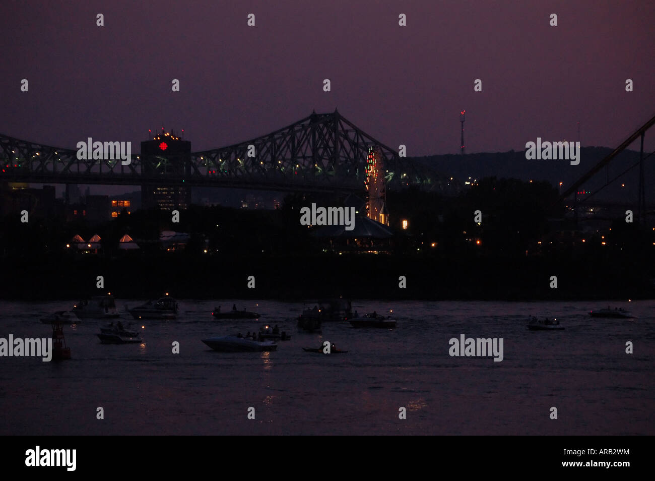 Montreal's La Ronde from the south shore of the St. Lawrence River ...