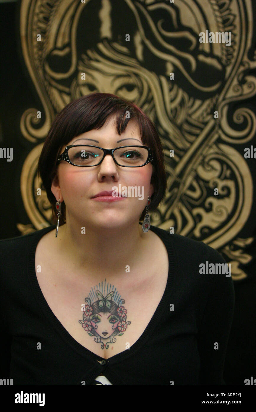 Girl with tattoo Stock Photo - Alamy