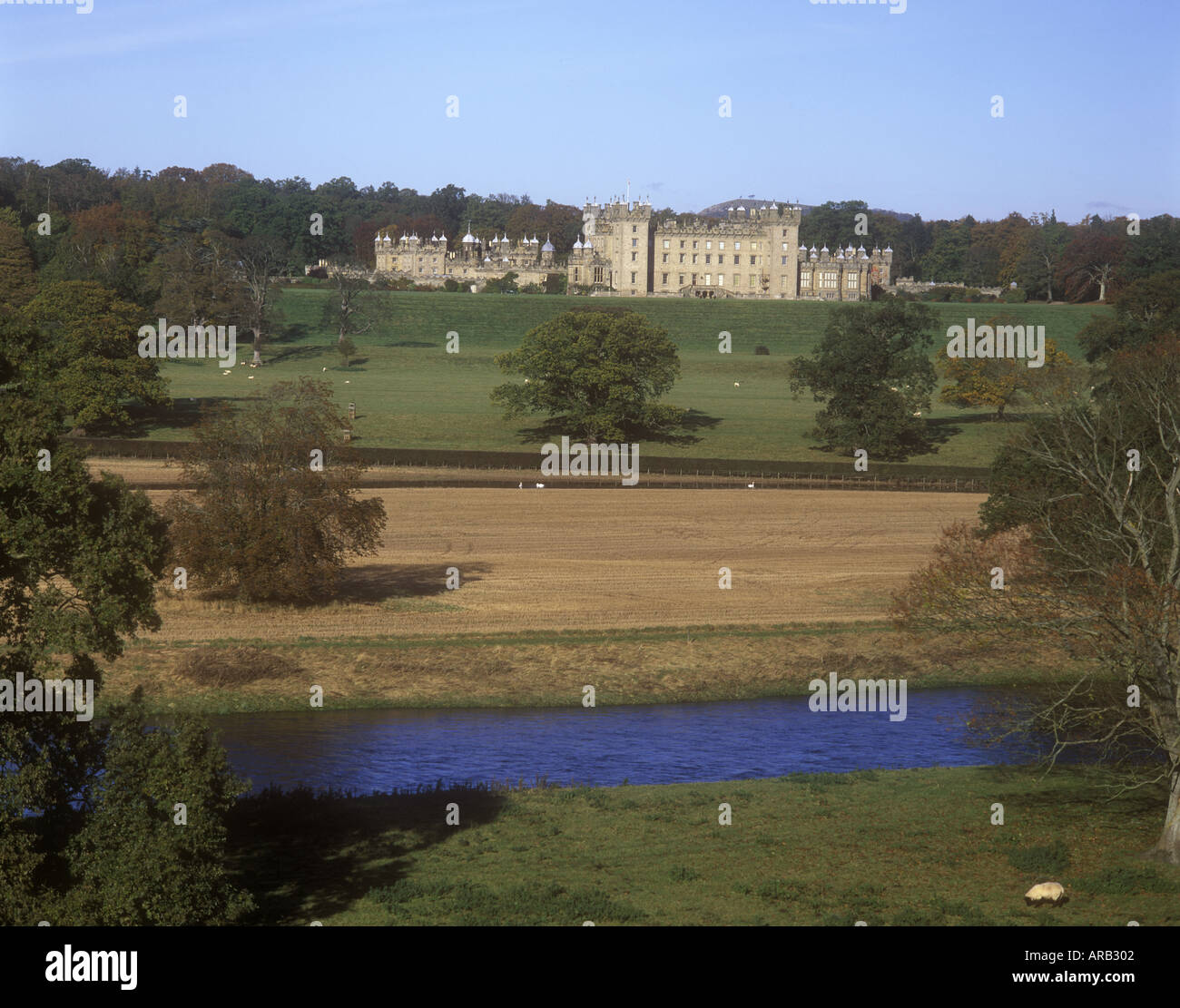 River Tweed and Floors Castle near Kelso Scottish Borders Scotland ...