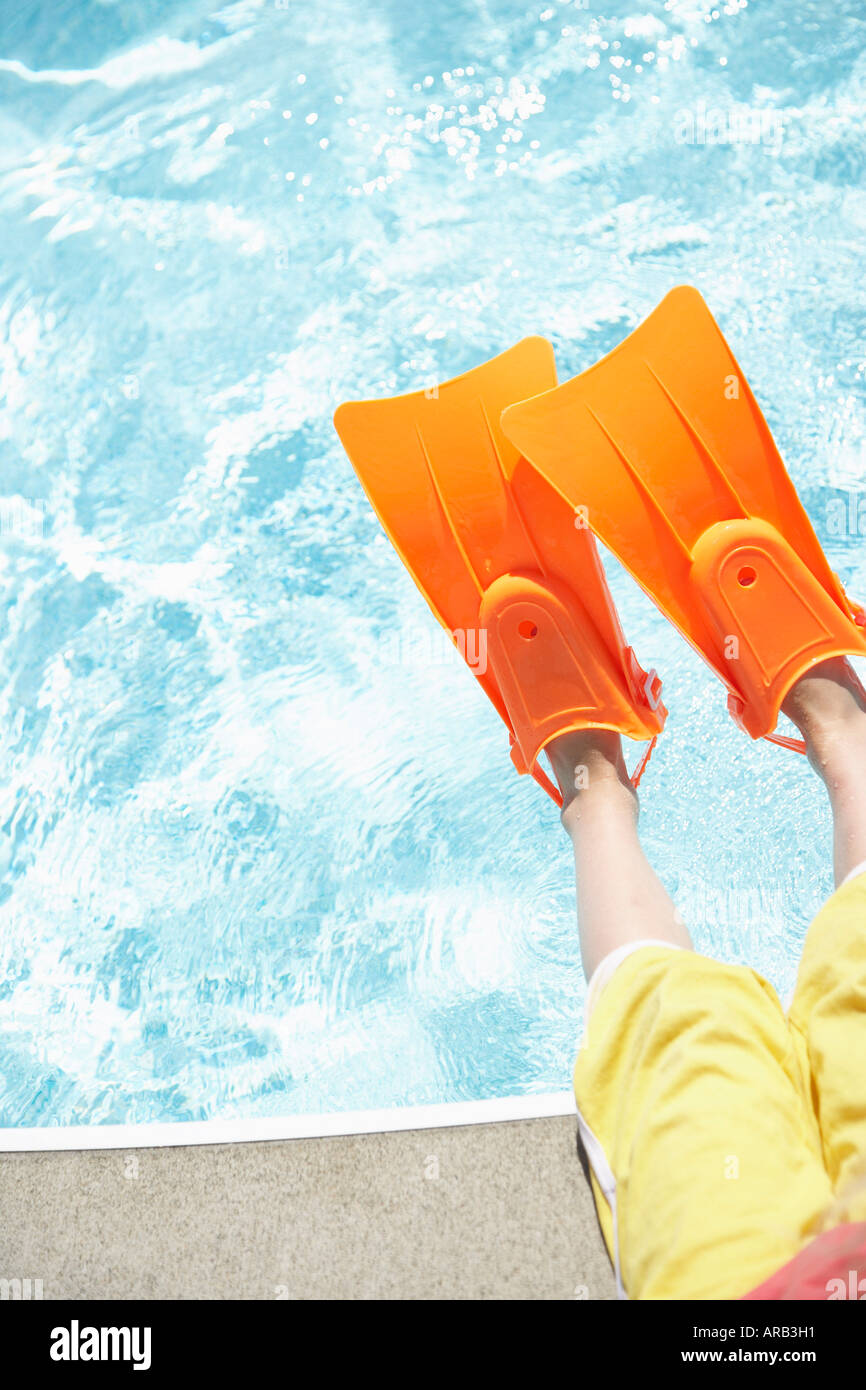 Little girl with flippers hi-res stock photography and images - Alamy