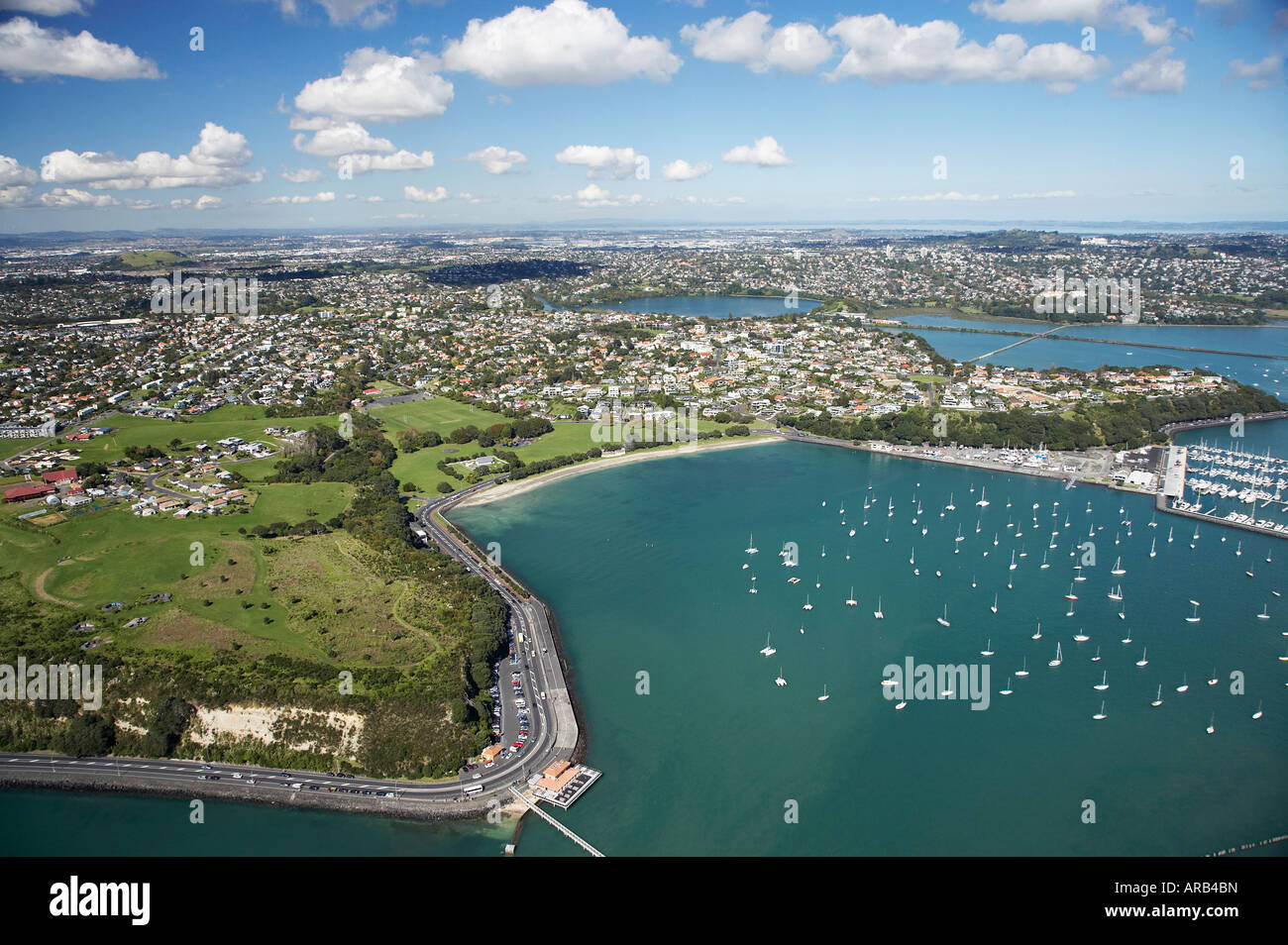 Okahu Bay Auckland North Island New Zealand Aerial Stock Photo - Alamy