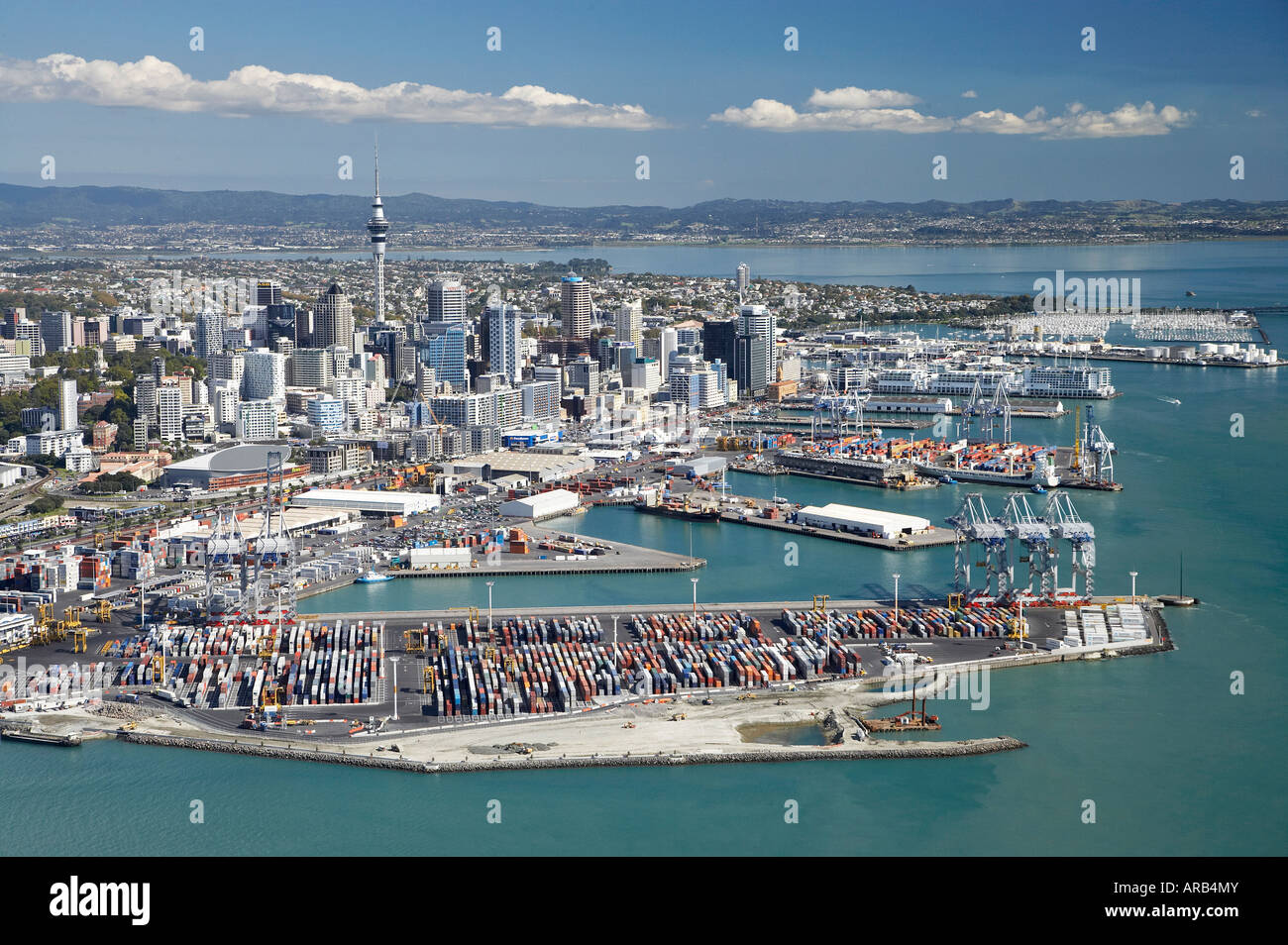 Ports of Auckland and CBD North Island New Zealand Aerial Stock Photo ...