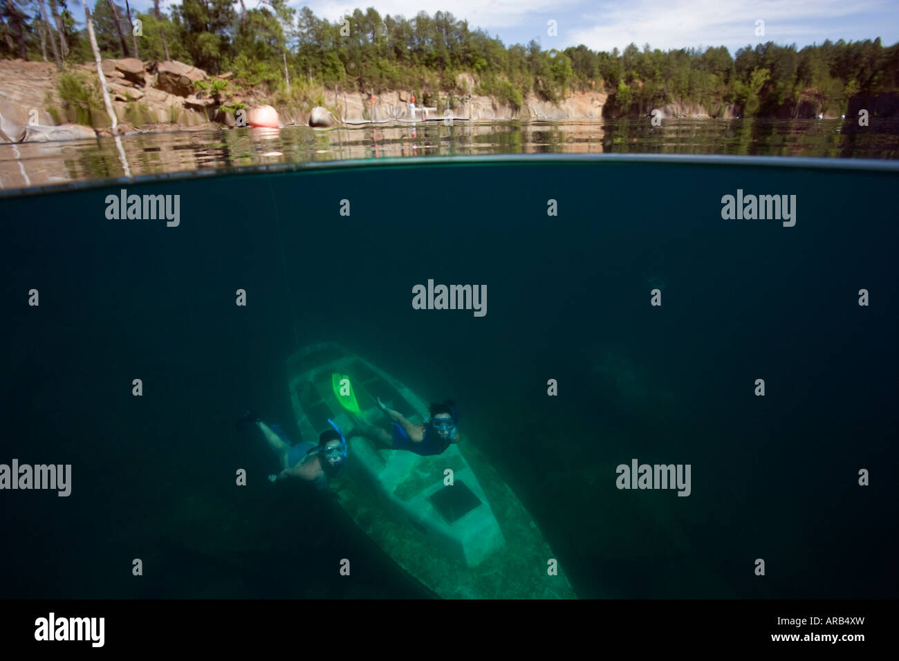 Freediving to sunken sailboat Lake Rawlings Rawlings Virginia Stock ...