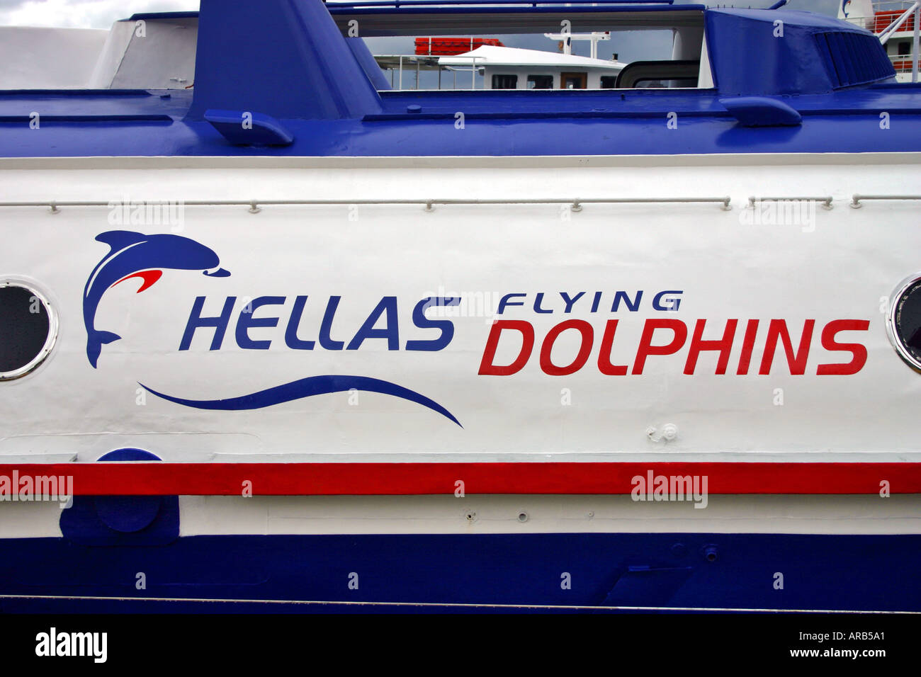 Hellas Flying Dolphins ship detail at Piraeus harbour Athens Greece ...