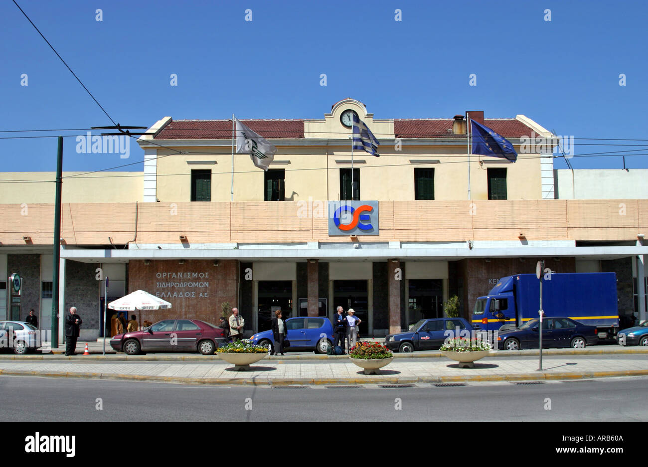 OSE Organization of Greek Railways initials OSE on Athen's ''Larisis ...