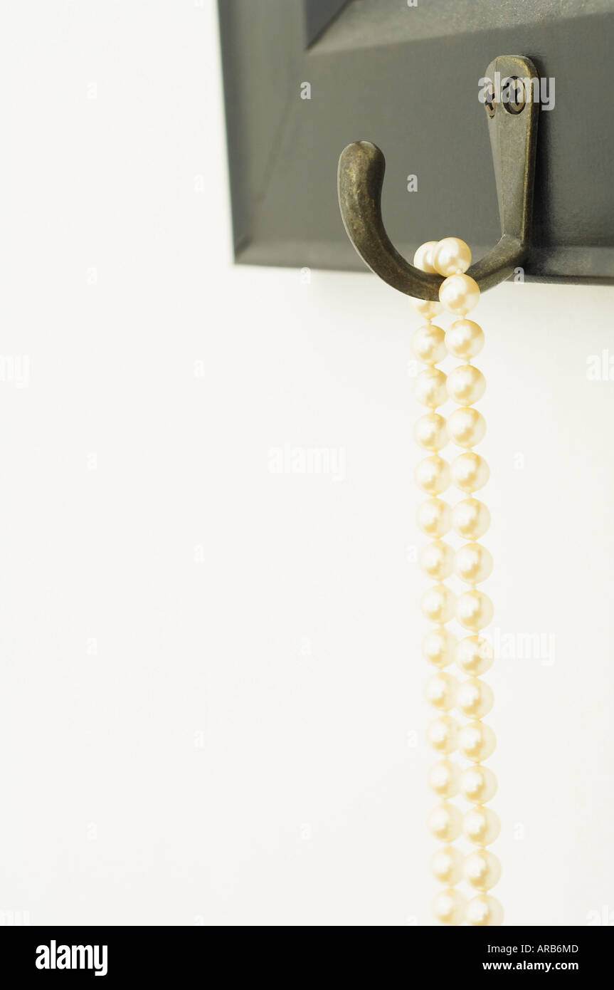 Pearl Necklace on Hook Stock Photo - Alamy