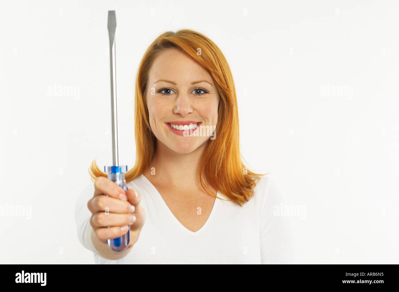 Woman Holding Screwdriver Stock Photo - Alamy