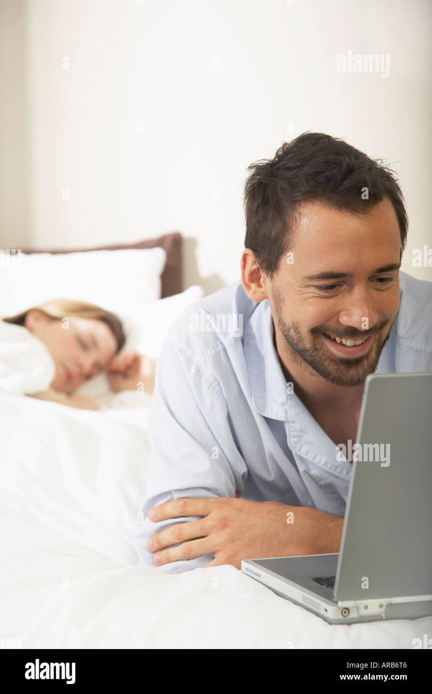 Old man lay bed sleep hi-res stock photography and images - Alamy