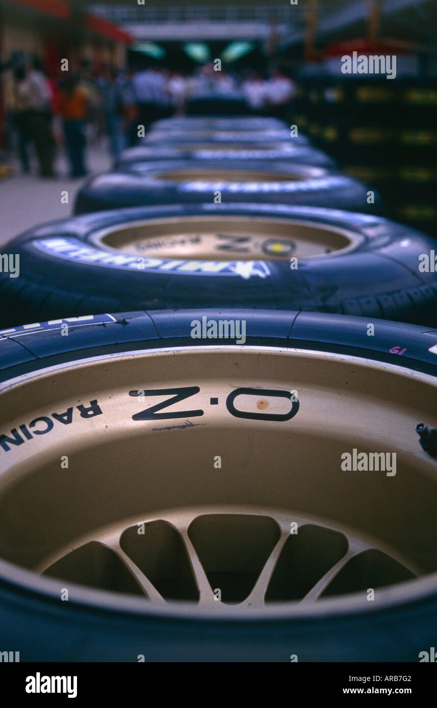 Linear perspective of Formula 1 tyres at the Brazilian Grand Prix San ...