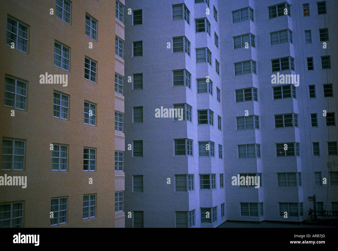 Interesting lighting of high rise buildings Stock Photo - Alamy