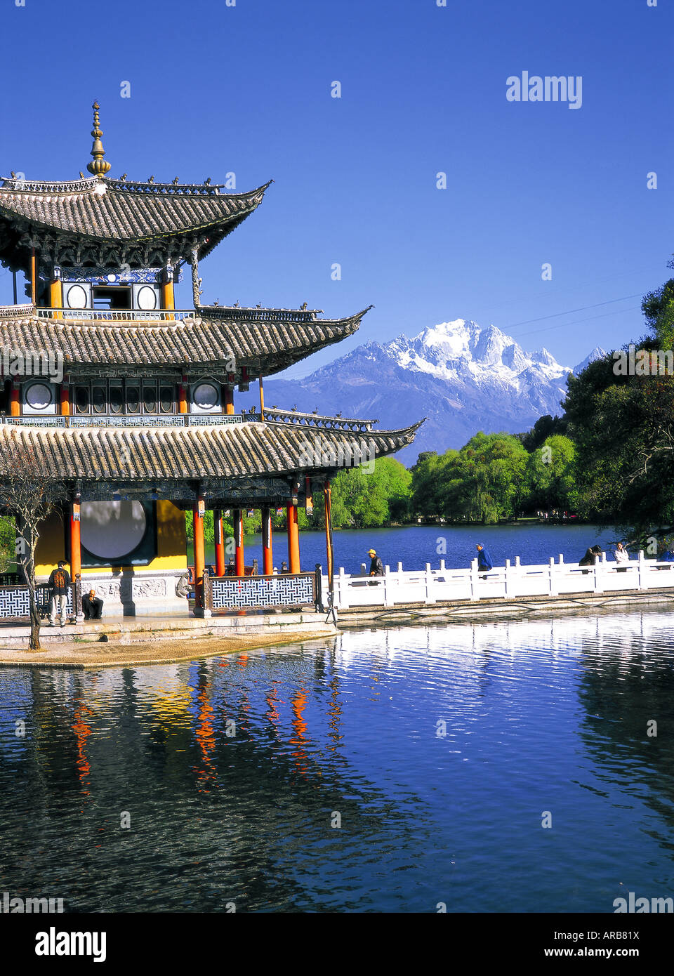 Black Dragon Pool Park, Lijiang, with Jade Dragon Snow mountains in the ...
