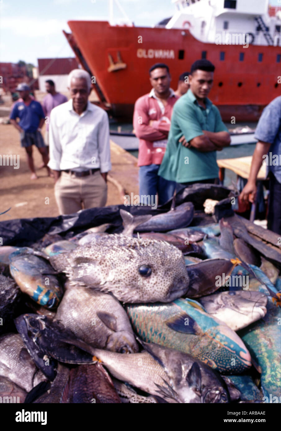 Fisherman with catch Neiafu Tonga Stock Photo - Alamy