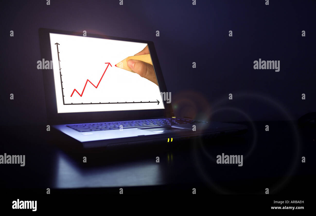 Laptop-graph isolated on black Stock Photo - Alamy