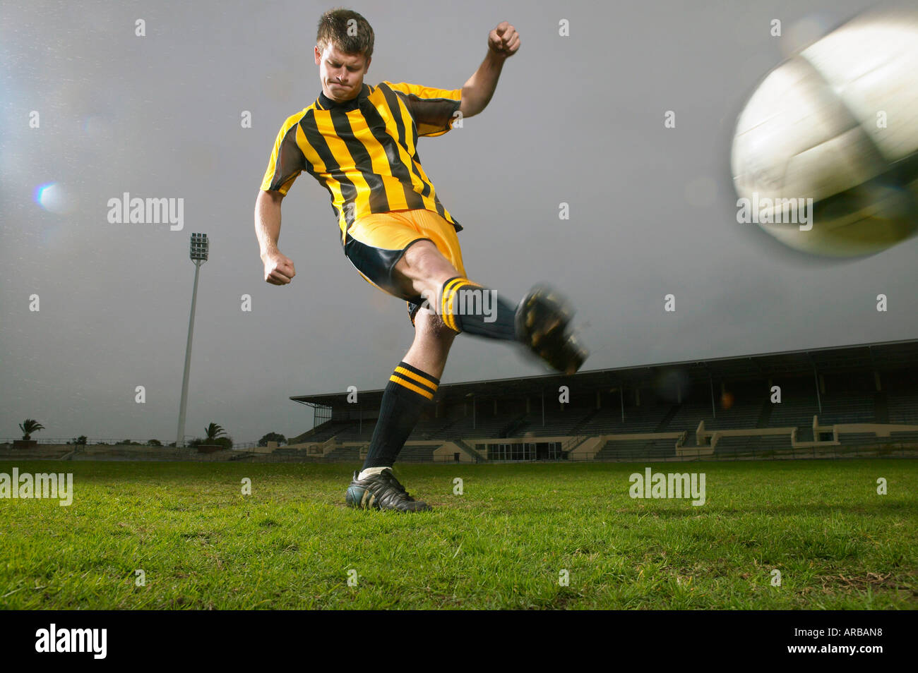 Football Player Kicking Ball High Resolution Stock Photography and ...